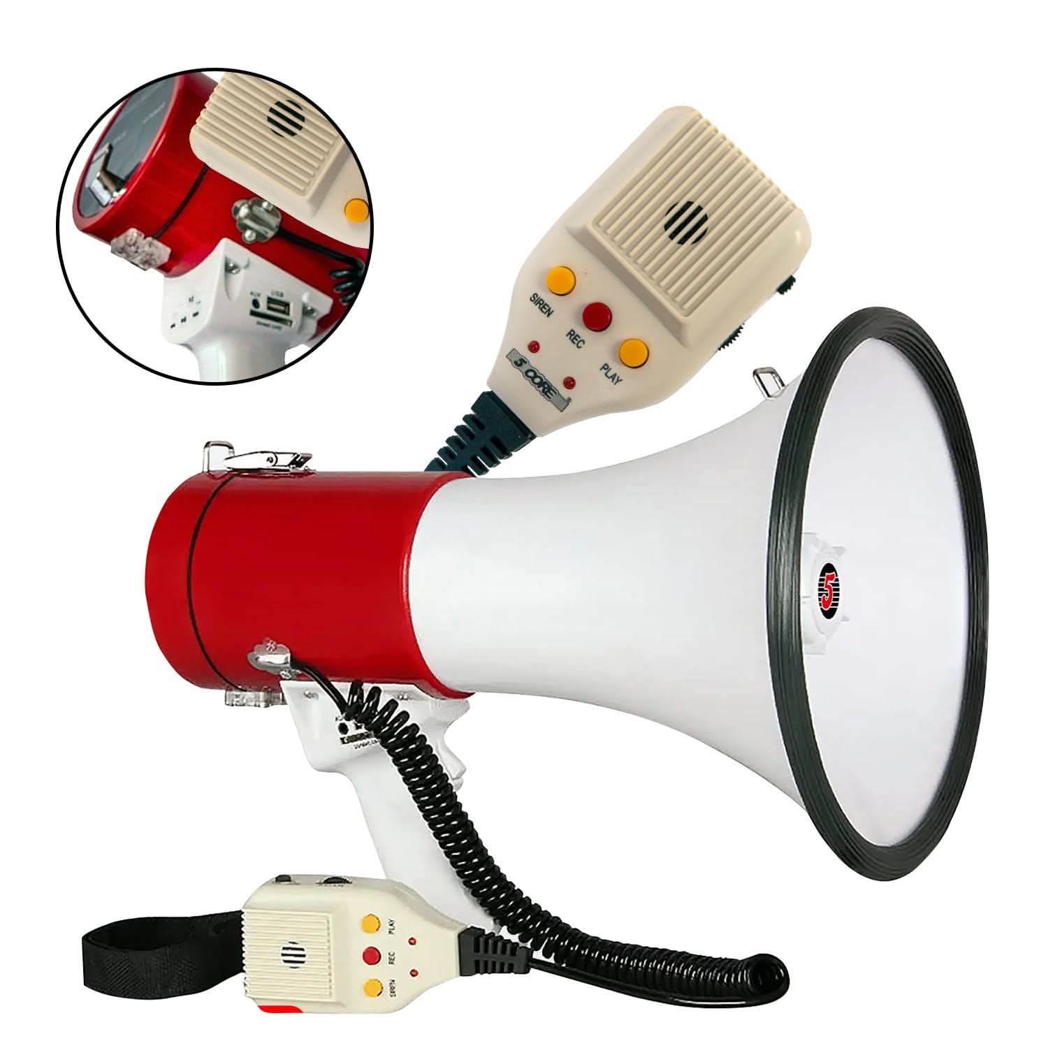 Handheld Megaphone Loud Speaker Portable Bull Horn Megafono - 5 Core
