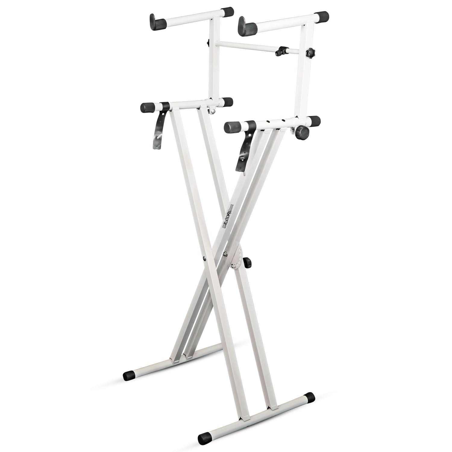 Keyboard Stand 2 Tier Doubled X Shape Piano Stands White - 5 Core