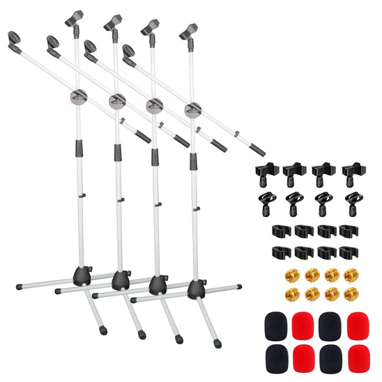 Microphone Stand Floor 4Pcs Adjustable w Extending Boom Arm - 5 Core